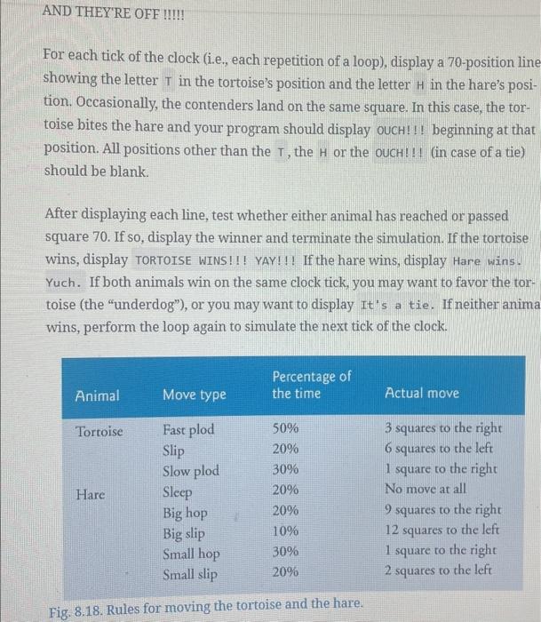 Solved .12 (Simulation: The Tortoise and the Hare) In this | Chegg.com
