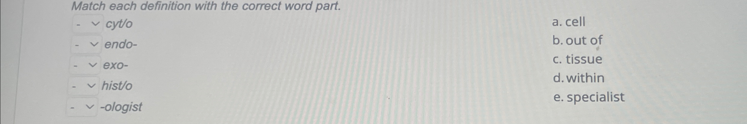 Solved Match each definition with the correct word | Chegg.com