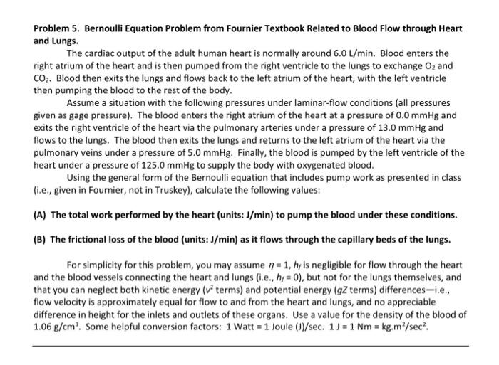 Solved Problem 5. Bernoulli Equation Problem from Fournier | Chegg.com