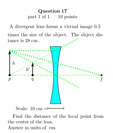 Solved Question 17part 1 ﻿of 10 ﻿pointsA divergent lens | Chegg.com
