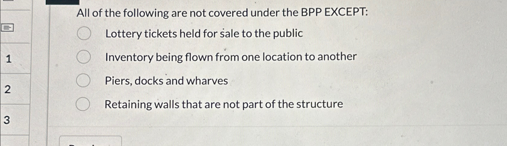 Solved All of the following are not covered under the BPP | Chegg.com