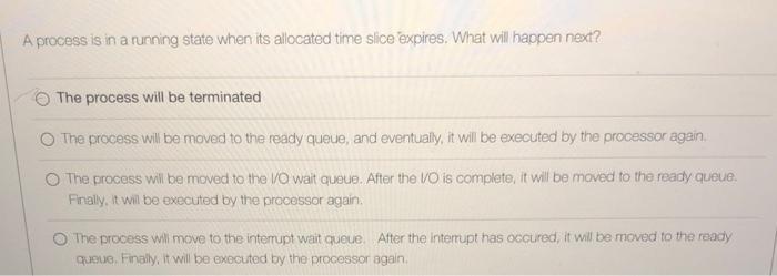 Solved A process is in a running state when its allocated | Chegg.com