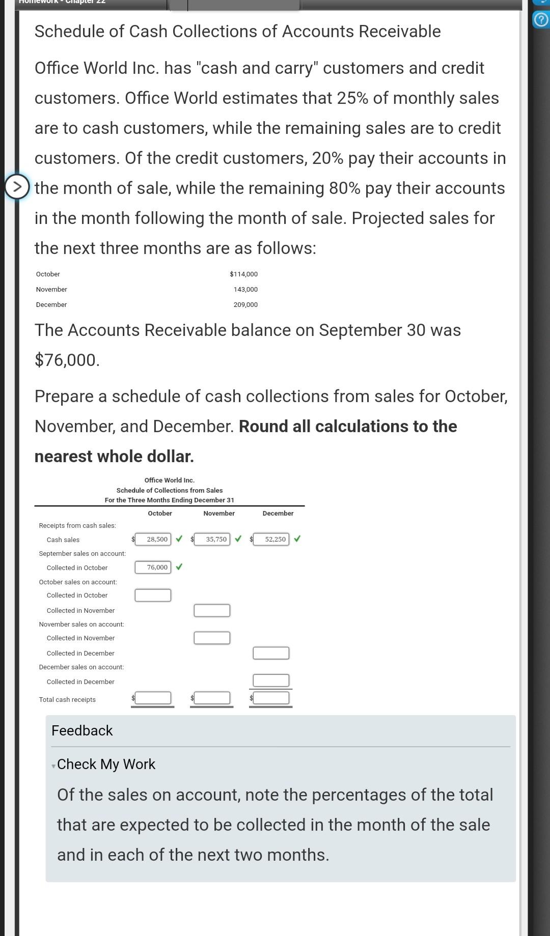 Solved Schedule of Cash Collections of Accounts Receivable | Chegg.com