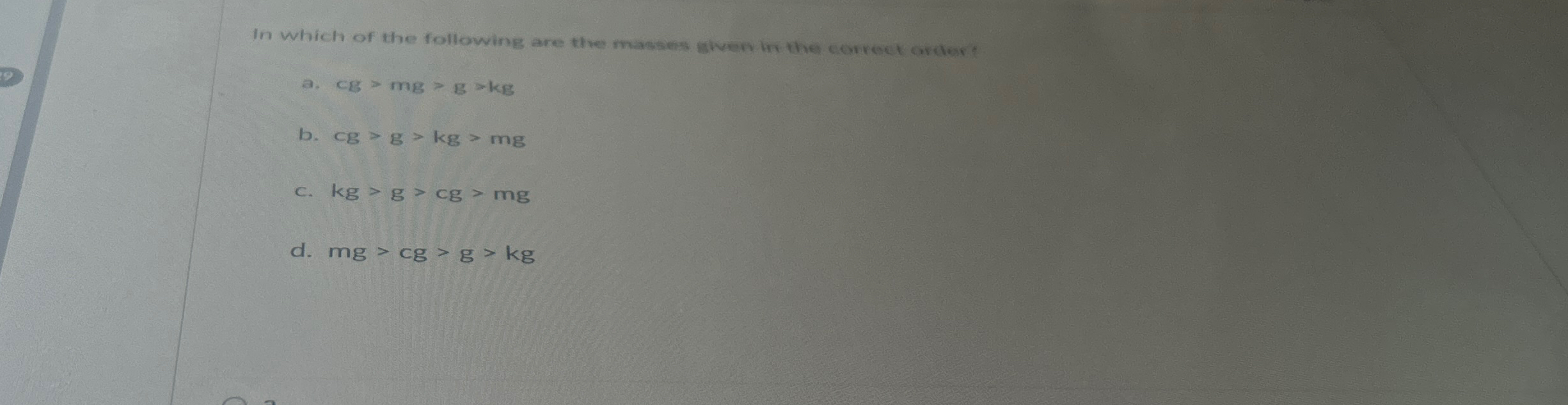 Solved In which of the following are thre massees gtven thr | Chegg.com