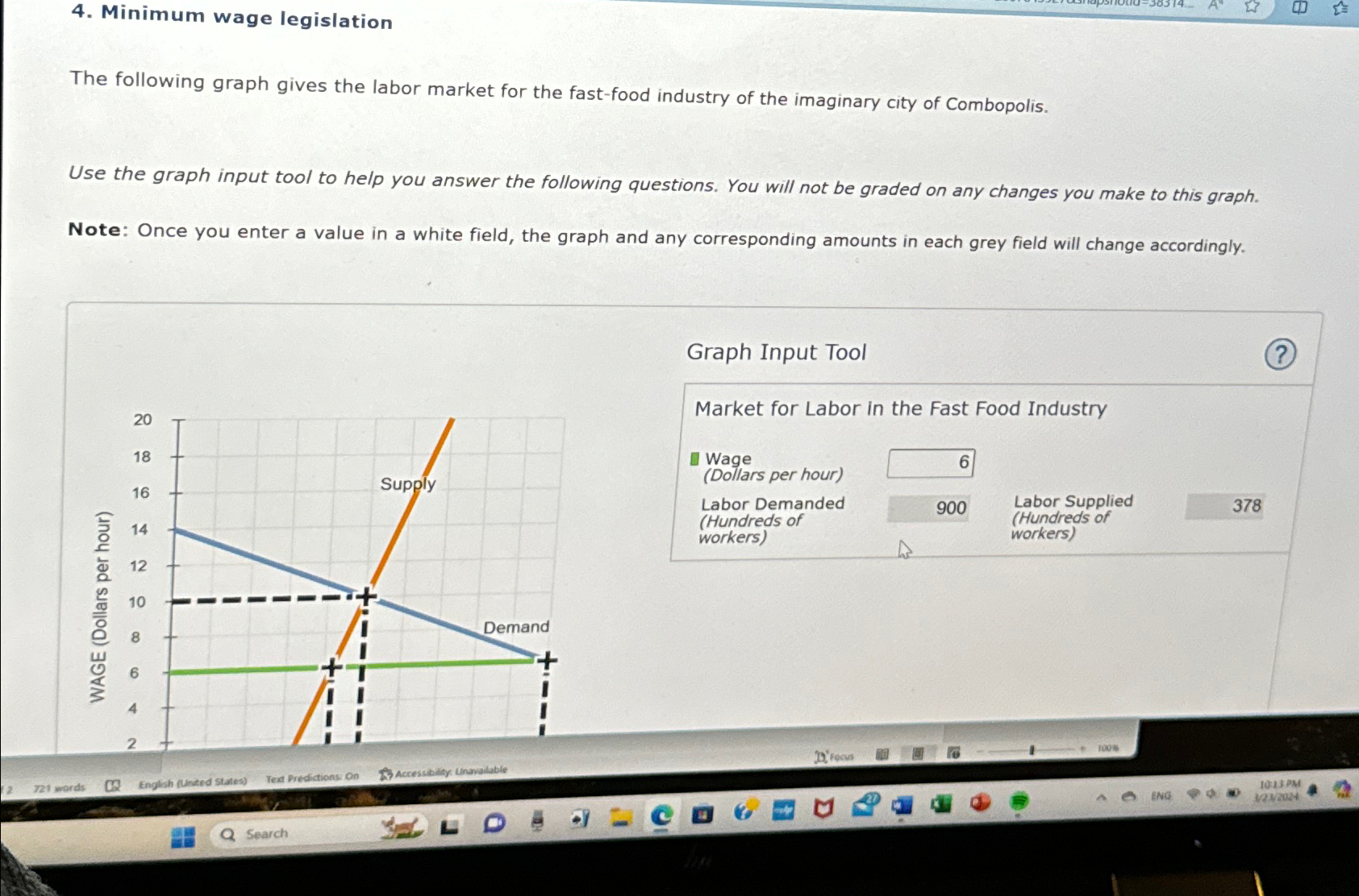 Minimum wage legislationThe following graph gives the | Chegg.com