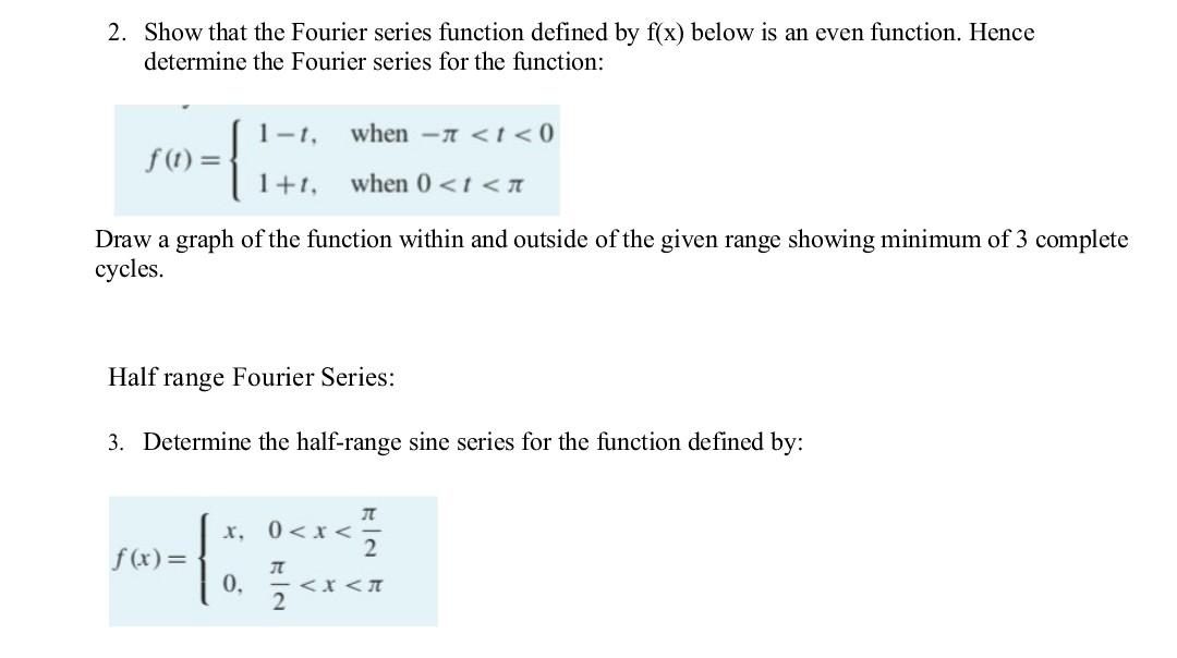 Solved 2. Show that the Fourier series function defined by | Chegg.com