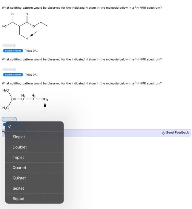 Solved What splitting pattern would be observed for the | Chegg.com