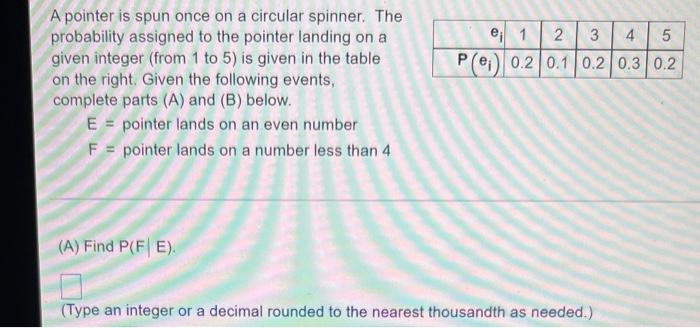 Solved A pointer is spun once on a circular spinner. The | Chegg.com