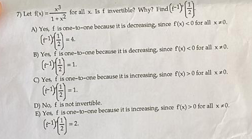 Solved by an EXPERT Let f(x)=x31+x2 ﻿for all x. ﻿Is f ﻿invertible? Why? | Chegg.com