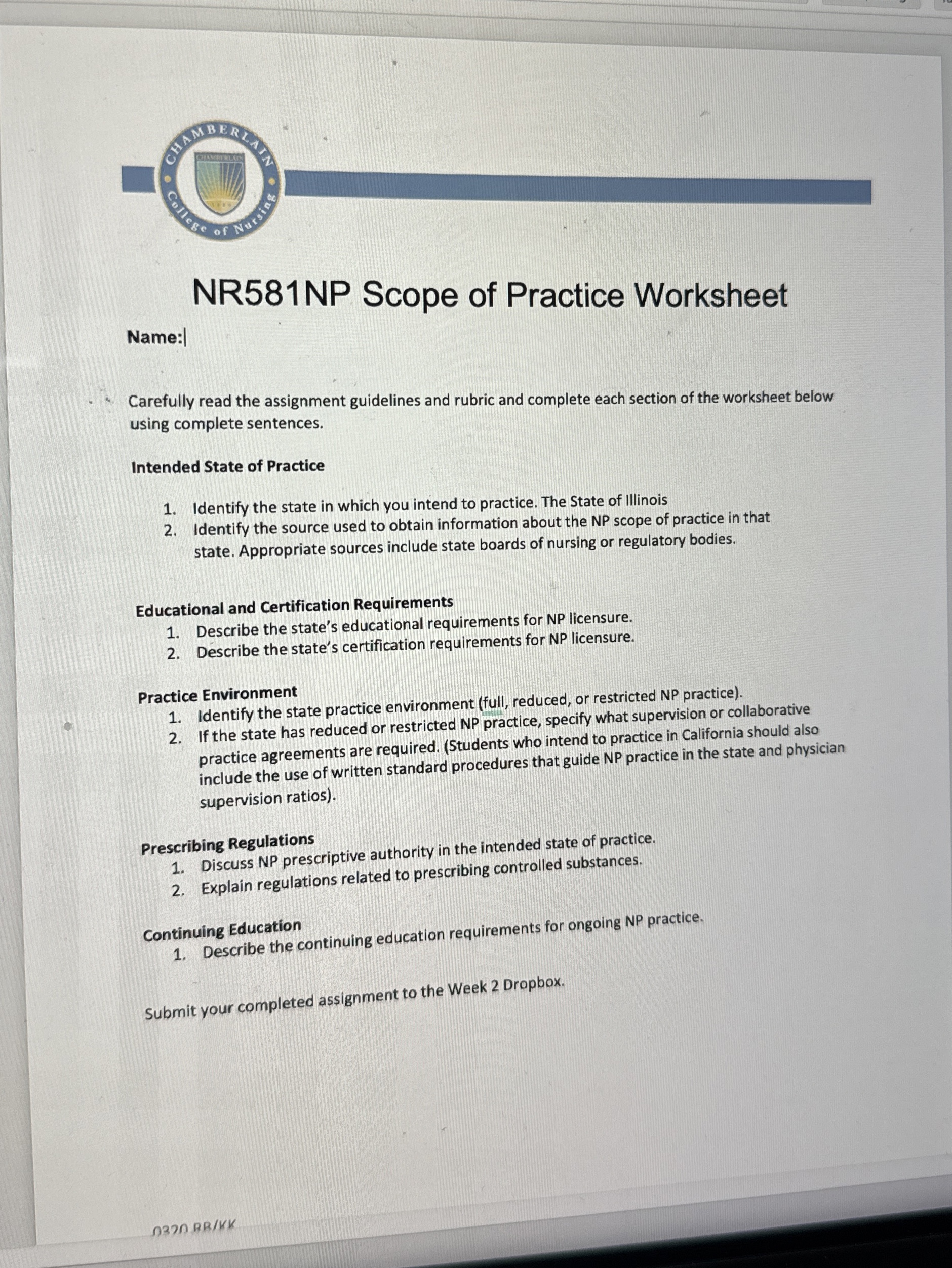 Solved NR581NP Scope of Practice WorksheetName:|Carefully | Chegg.com