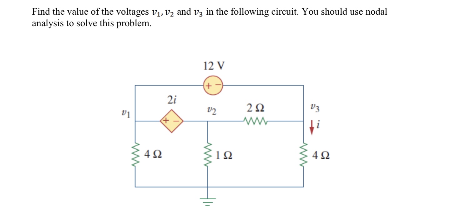 Find the value of the voltages v1,v2 ﻿and v3 ﻿in the | Chegg.com