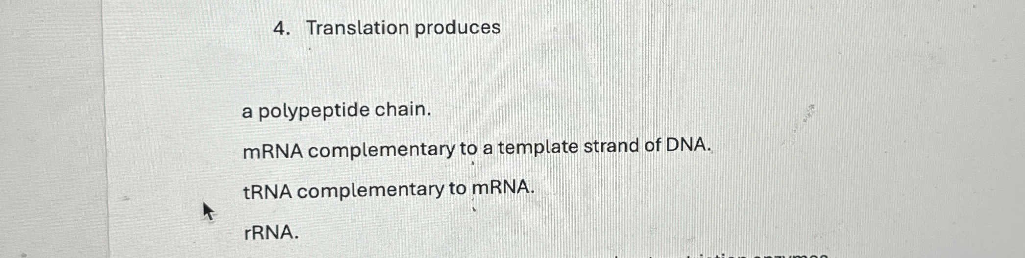 Solved What is the complementary base for thyminTranslation | Chegg.com