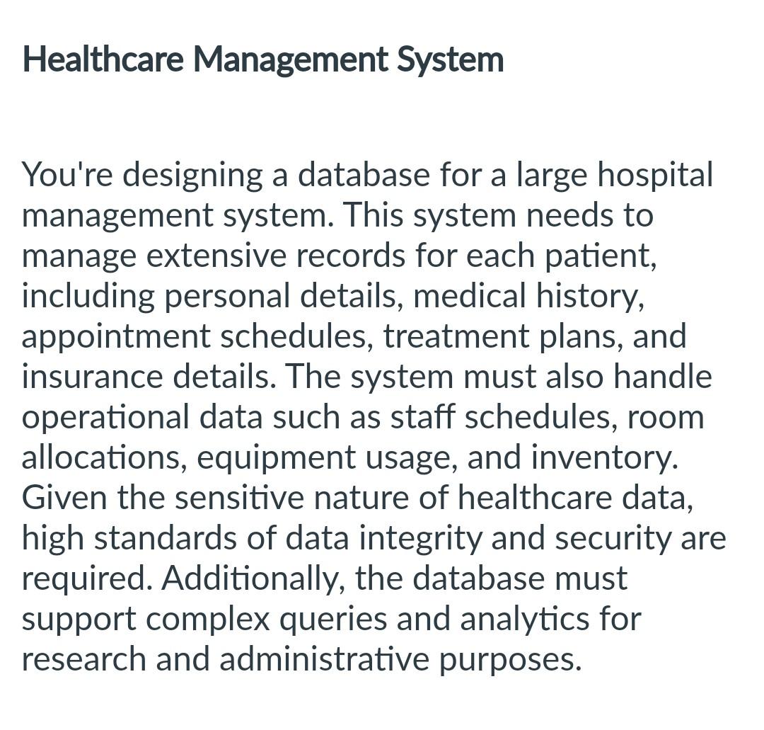 Solved Healthcare Management System You Re Designing A Chegg