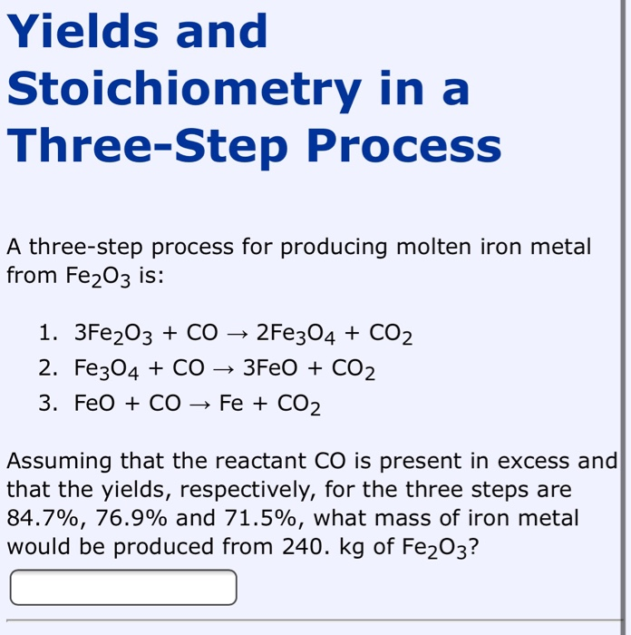 Solved Yields and Stoichiometry in a Three-Step Process A | Chegg.com