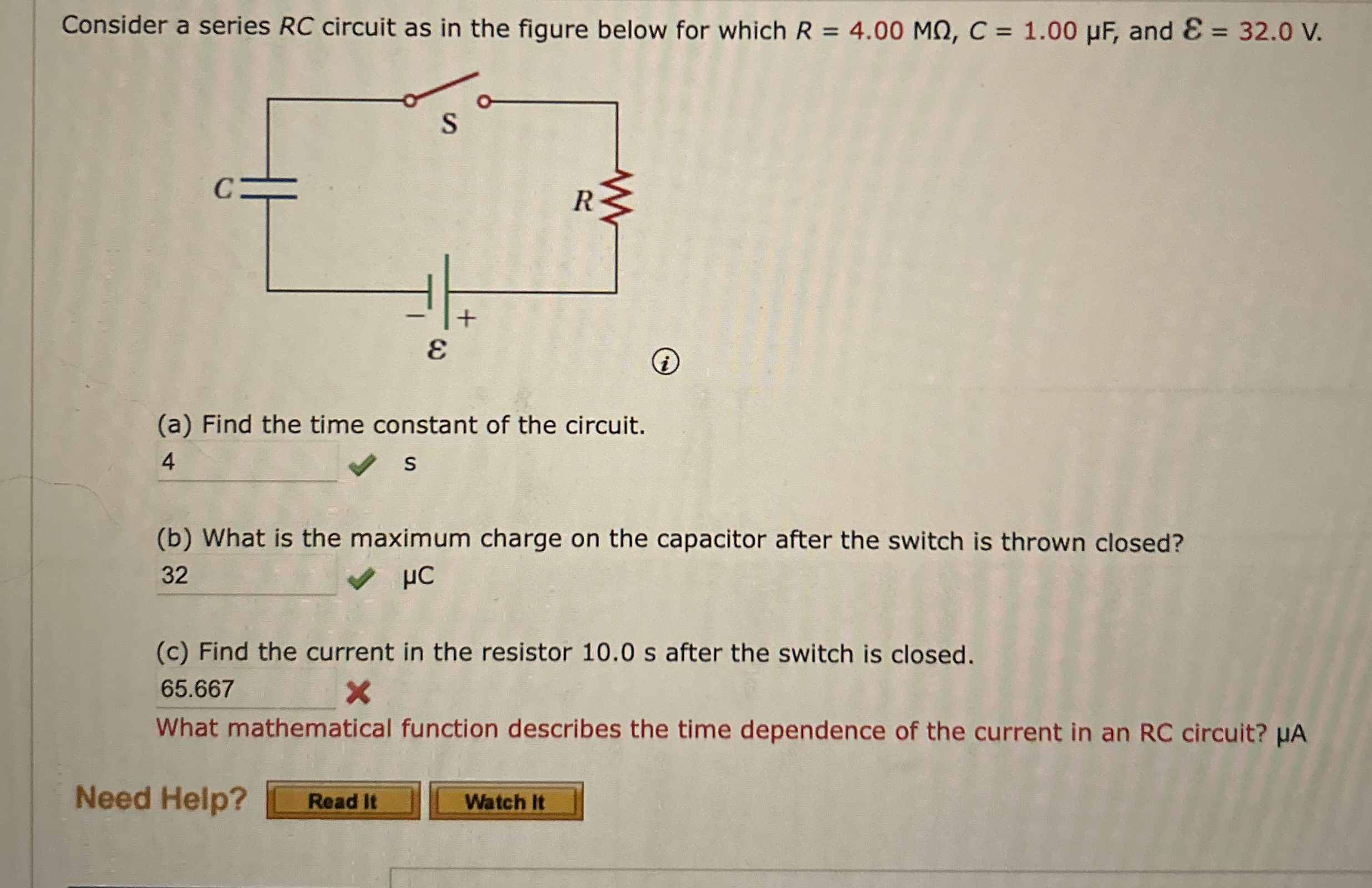 Solved Consider a series RC ﻿circuit as in the figure below | Chegg.com