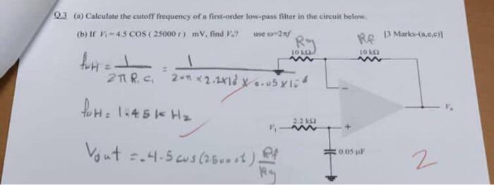 Solved 0.3 (a) Calculate the cutoff frequency of a | Chegg.com