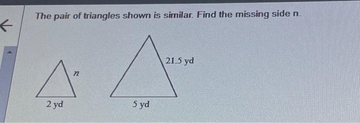 Solved The pair of triangles shown is similar. Find the | Chegg.com