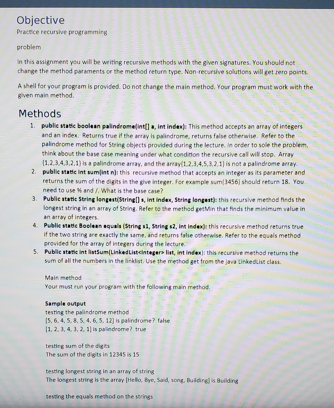 Solved Objective Practice recursive programming problem In | Chegg.com