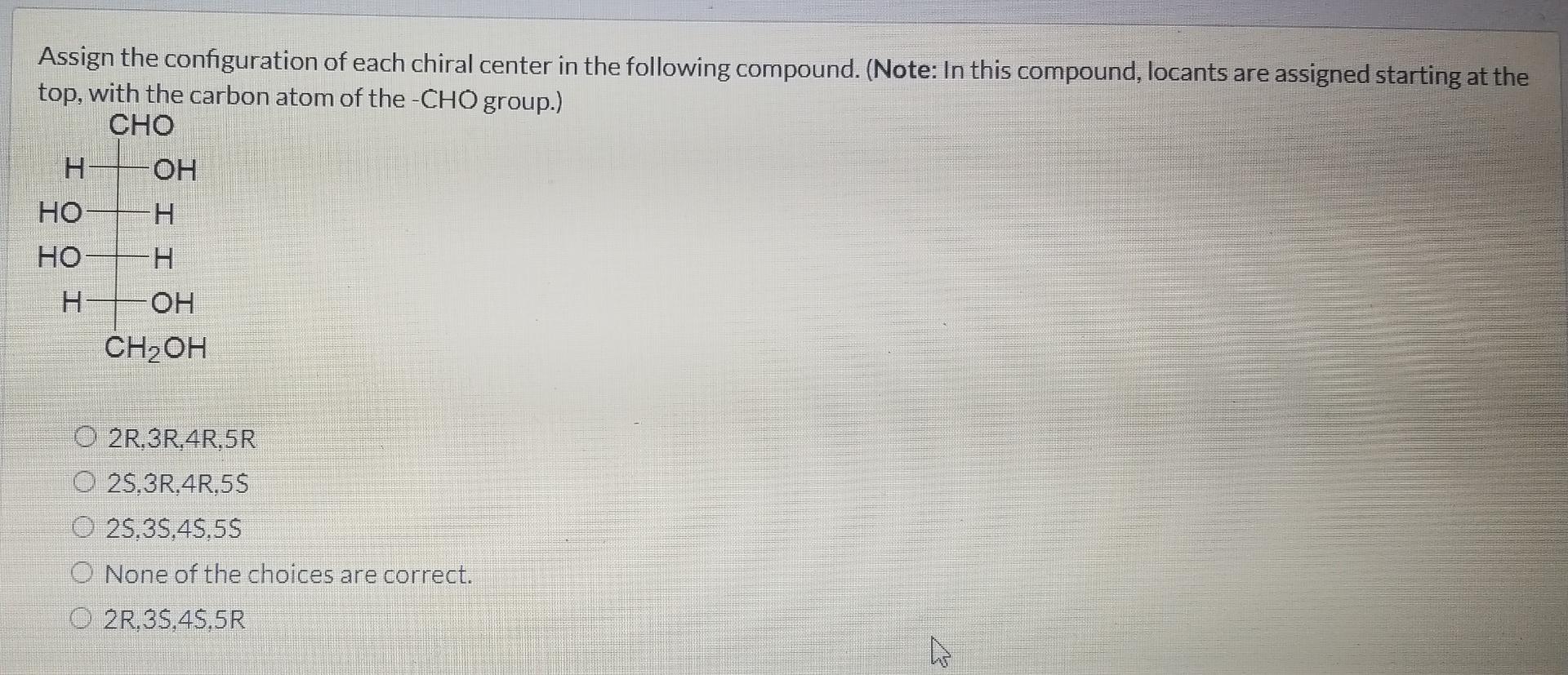 Solved Assign the configuration of each chiral center in the | Chegg.com