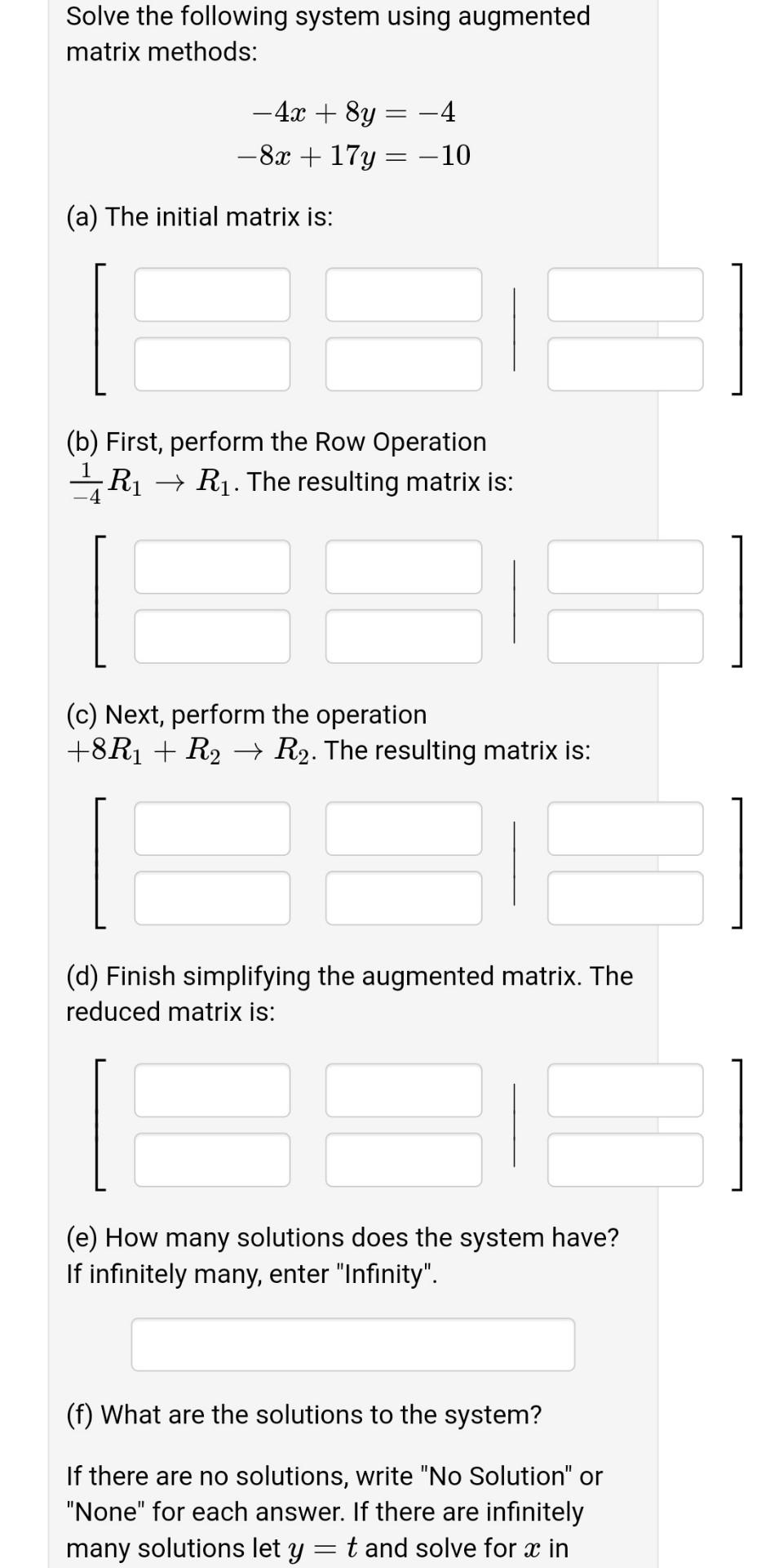 Solved Solve the following system using augmented matrix | Chegg.com