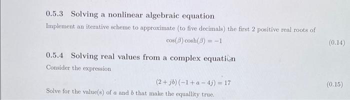 Solved 0.5.3 Solving a nonlinear algebraic equation | Chegg.com
