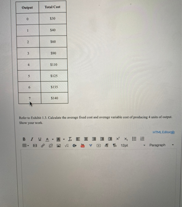 Solved Output Total Cost $30 $40 $60 $90 $110 $125 $135 $140 | Chegg.com