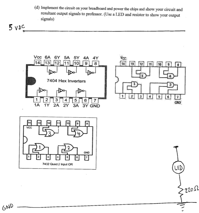 Solved (d) Implement the circuit on your breadboard and | Chegg.com