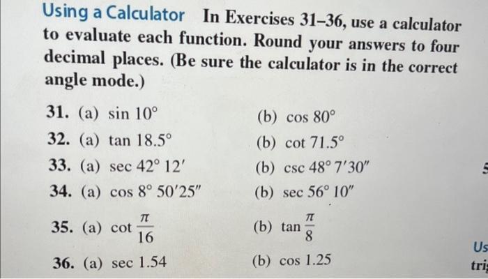 Solved Using a Calculator In Exercises 31-36, use a | Chegg.com