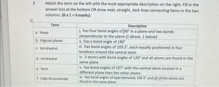 Solved 3. Match the term on the left with the most | Chegg.com