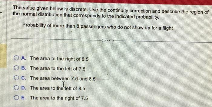 Solved The value given below is discrete. Use the continuity | Chegg.com