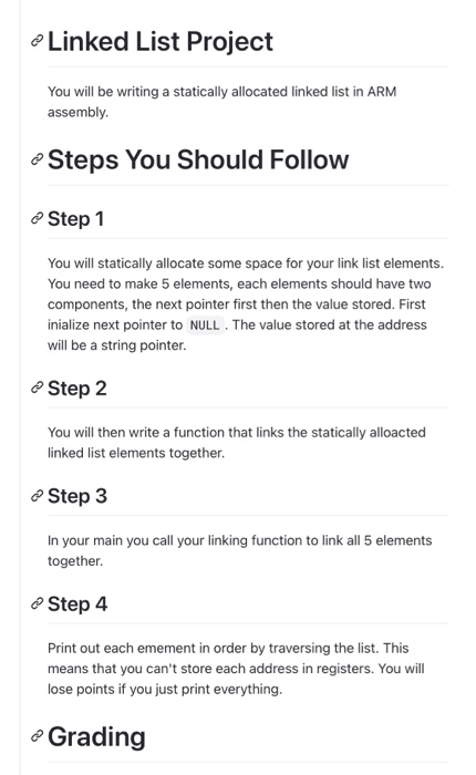 Solved Linked List Project You will be writing a statically | Chegg.com
