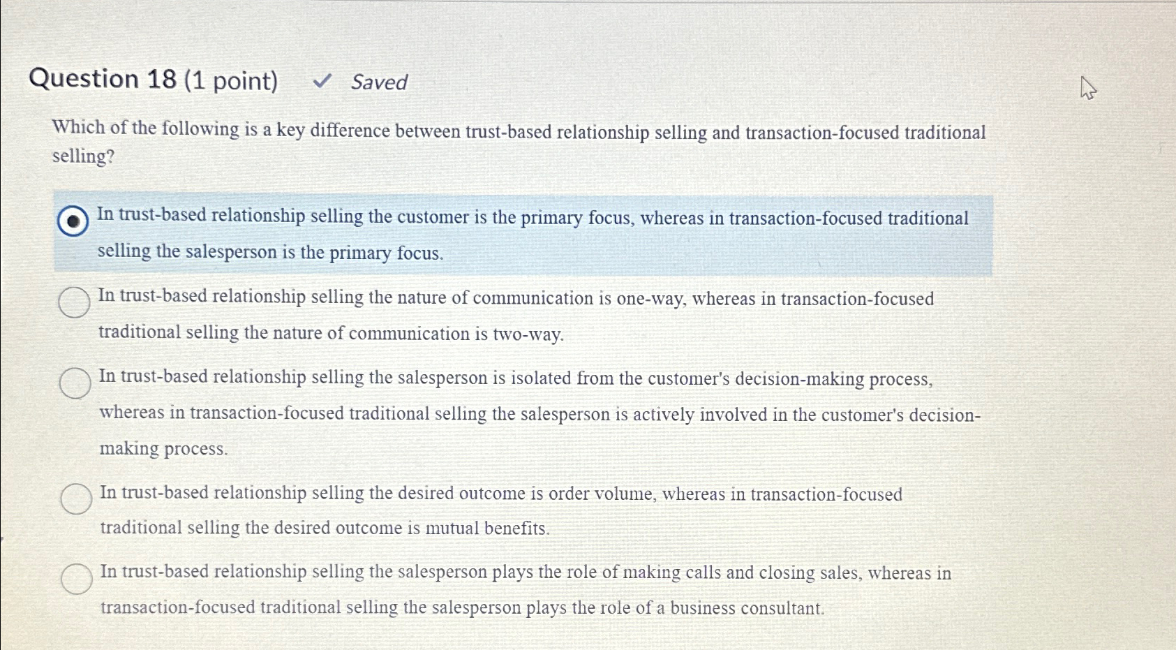 Solved Question 18 (1 ﻿point)SavedWhich of the following is | Chegg.com