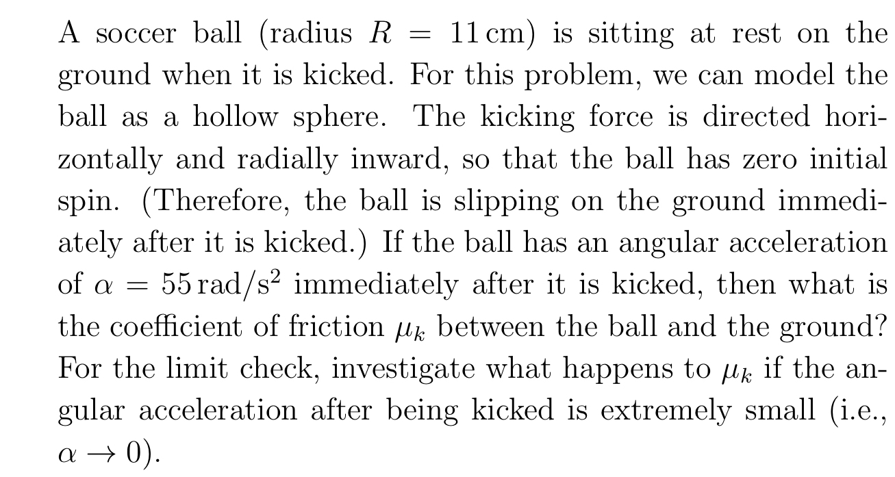 Solved A soccer ball (radius R=11cm ) ﻿is sitting at rest on | Chegg.com