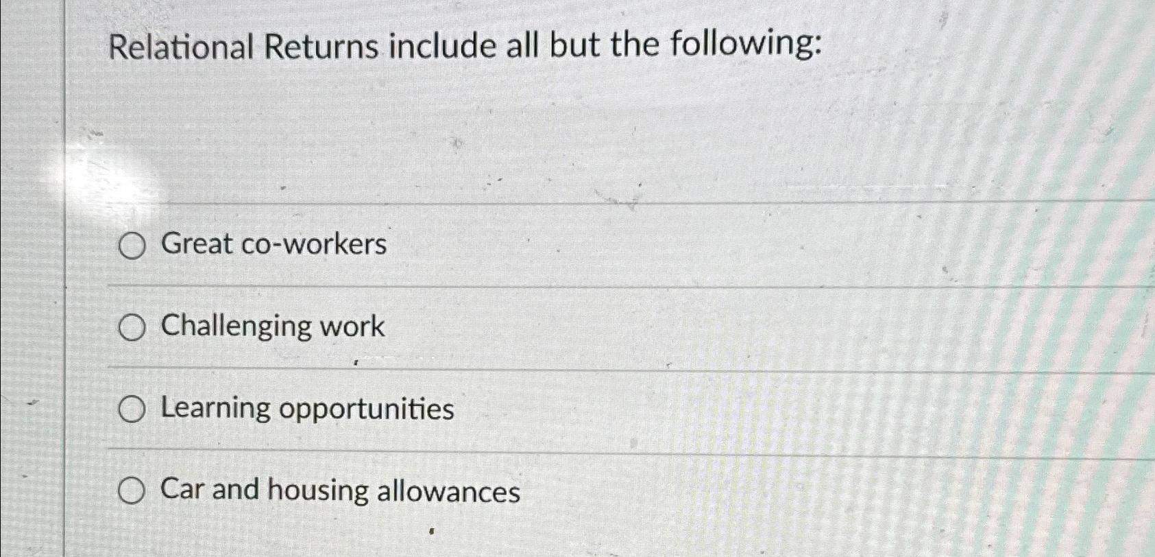 Solved Relational Returns include all but the | Chegg.com