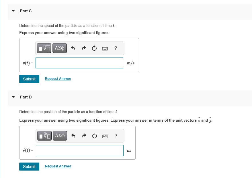 Solved Part CDetermine the speed of the particle as a | Chegg.com