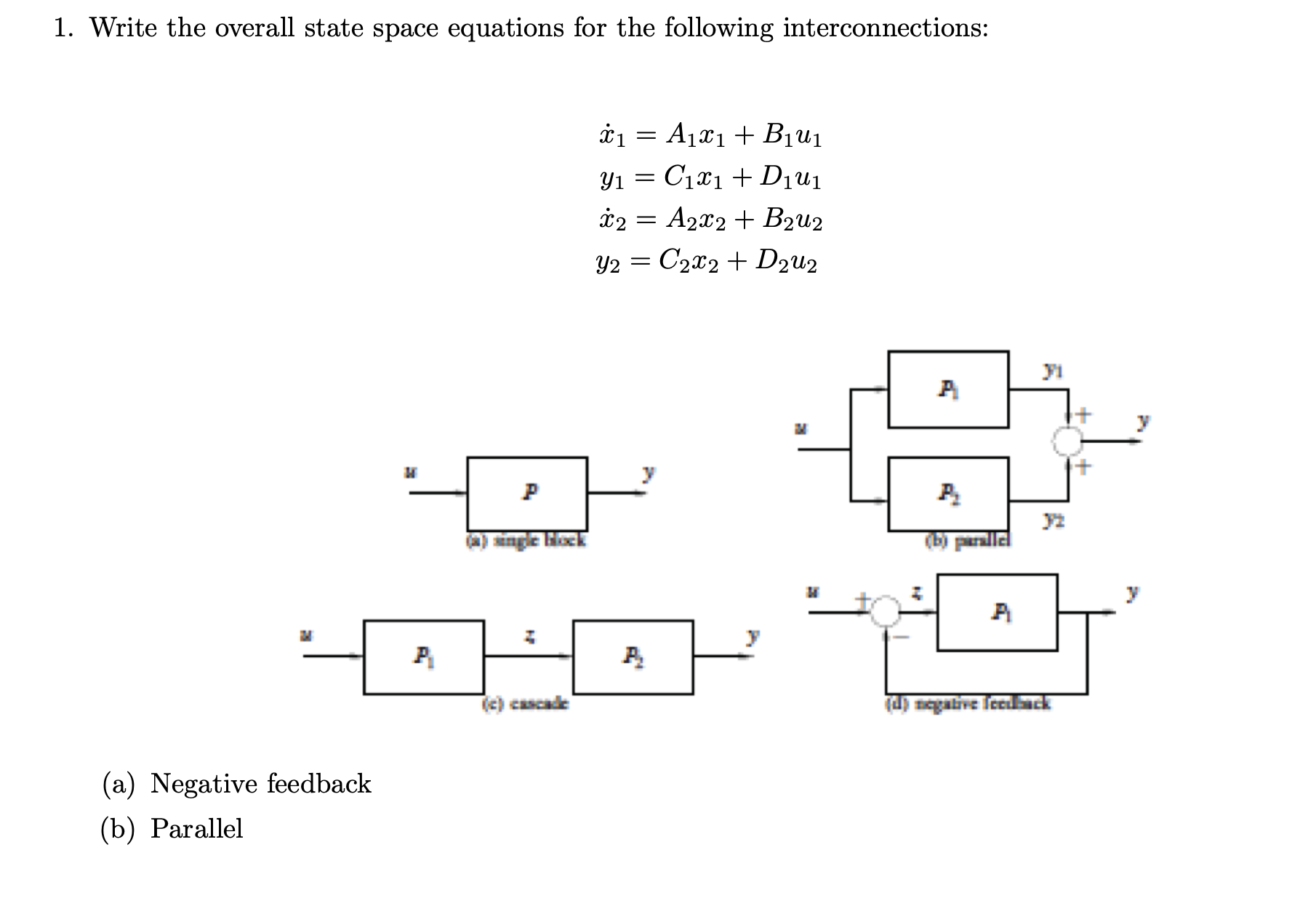 Solved Write the overall state space equations for the | Chegg.com