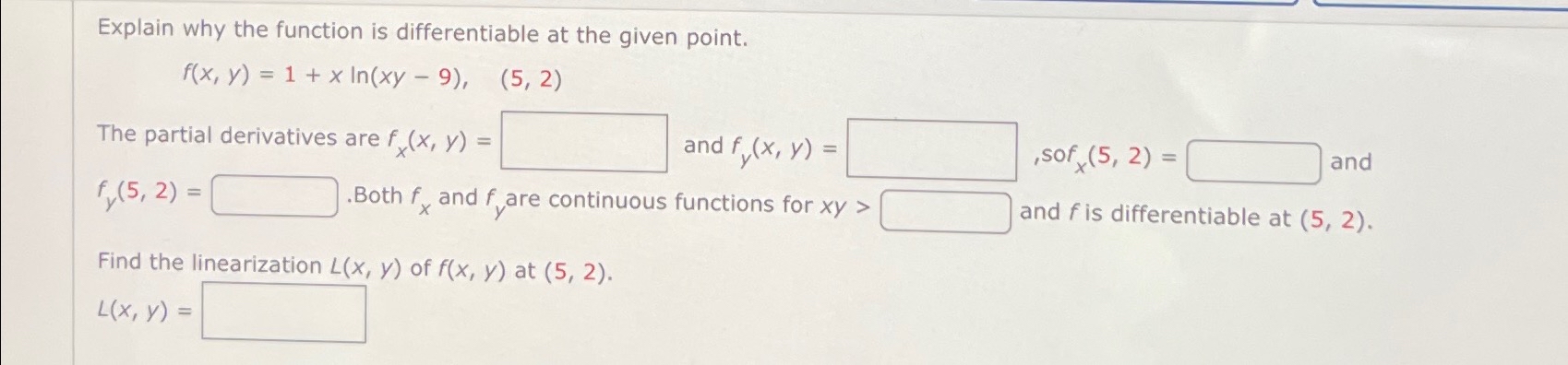 Solved Explain why the function is differentiable at the | Chegg.com