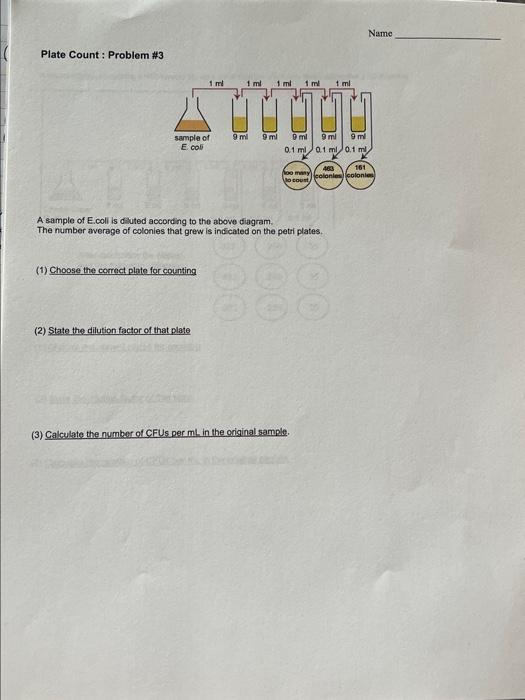 Solved Practice Plate Count Dilution Problem \#1 A sample of | Chegg.com