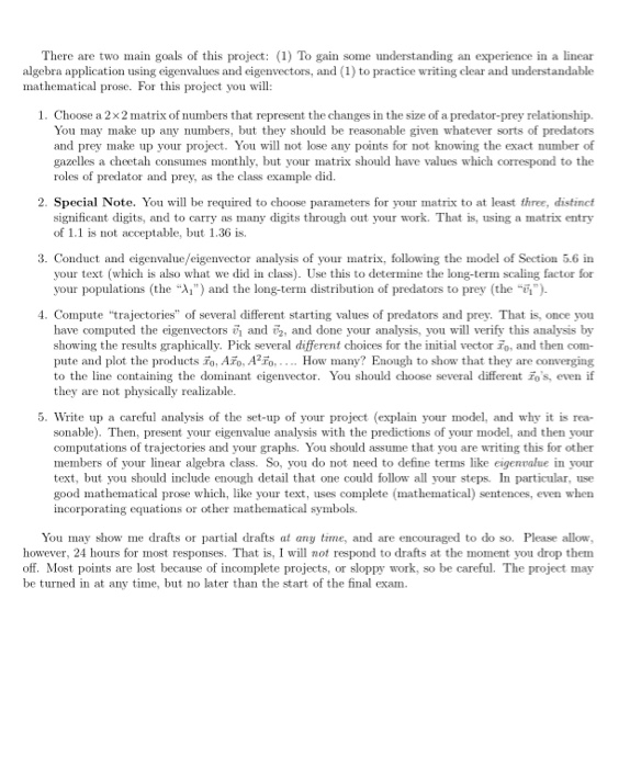 There are two main goals of this project: (1) To gain | Chegg.com