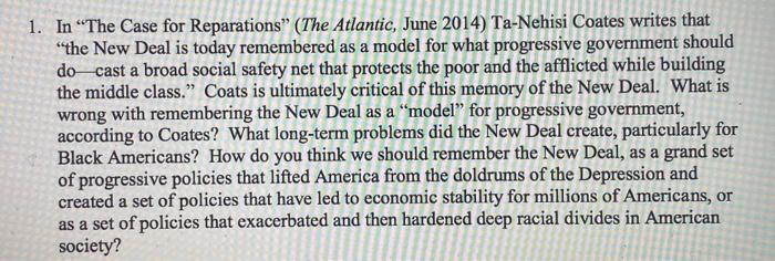 1. In “The Case for Reparations" (The Atlantic, June | Chegg.com