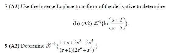 Solved Use the inverse Laplace transform of the derivative | Chegg.com