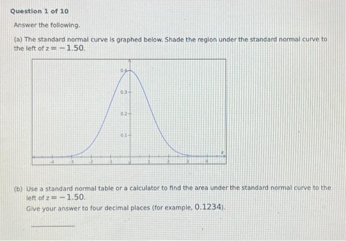 Solved (a) The standard normal curve is graphed below. Shade | Chegg.com