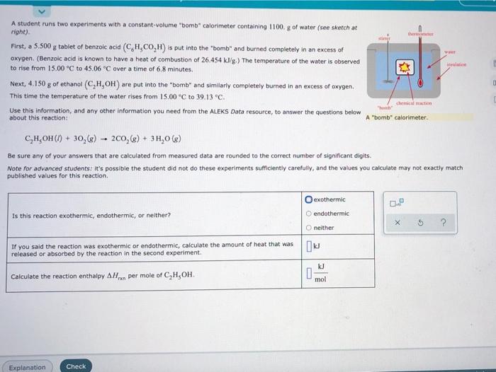 Solved A student runs two experiments with a constant-volume | Chegg.com