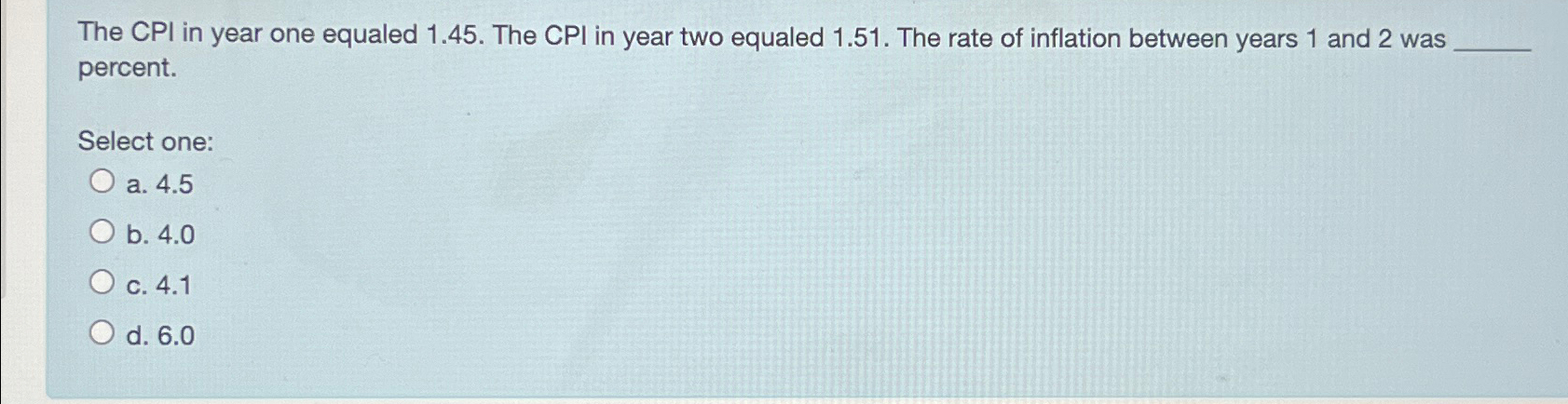 Solved The CPI in year one equaled 1.45. ﻿The CPI in year | Chegg.com