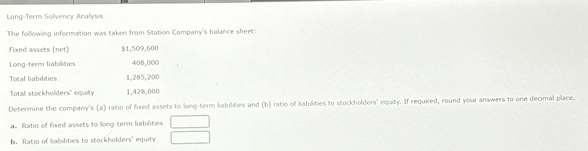Solved Long-Term Solvency AnalysisThe following information | Chegg.com