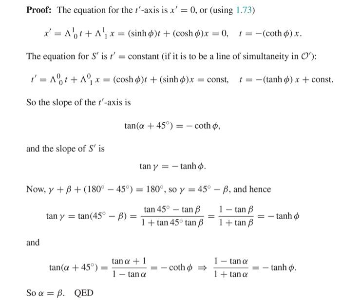 Work through the derevation of lines of simultaneity | Chegg.com
