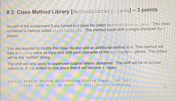 Solved # 3: Class Method Library [MethodLibrary.java] - 3 | Chegg.com
