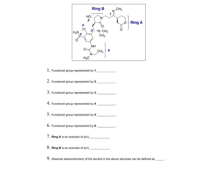 Solved 1. Functional group represented by 1 : 2. Functional | Chegg.com