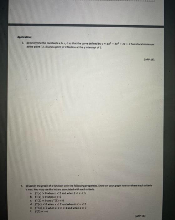 Solved Application 3. Determine the constants a, b, c, d so | Chegg.com