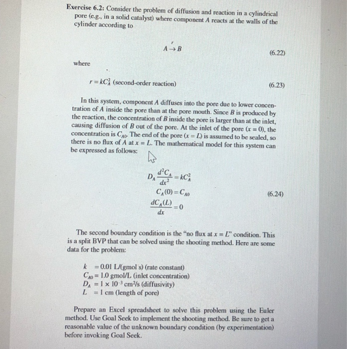 Exercise 6.2: Consider the problem of diffusion and | Chegg.com